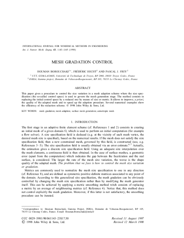 (PDF) Mesh gradation control