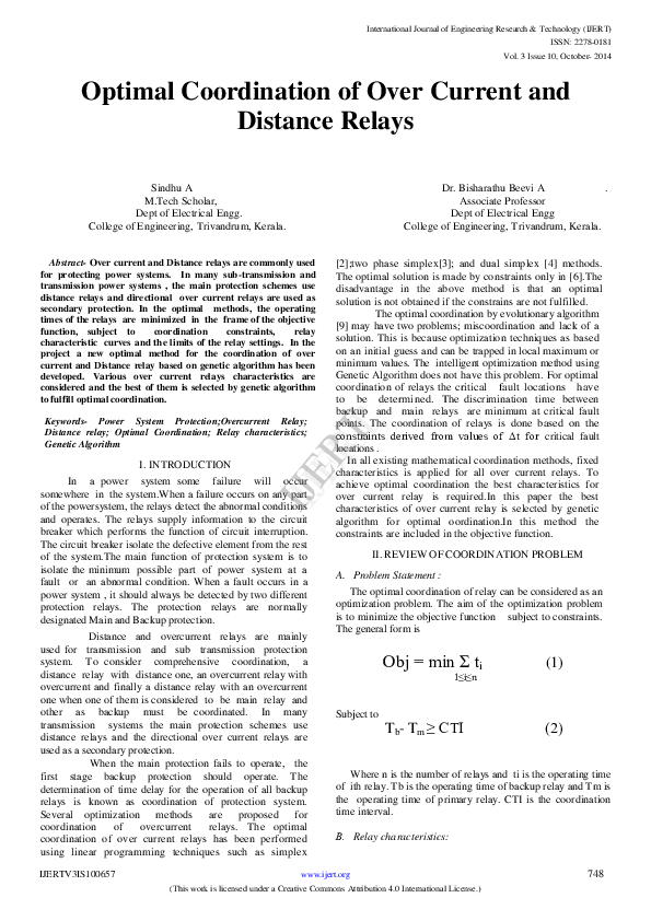 (PDF) Optimal coordination of overcurrent and distance relays with hybrid genetic algorithm