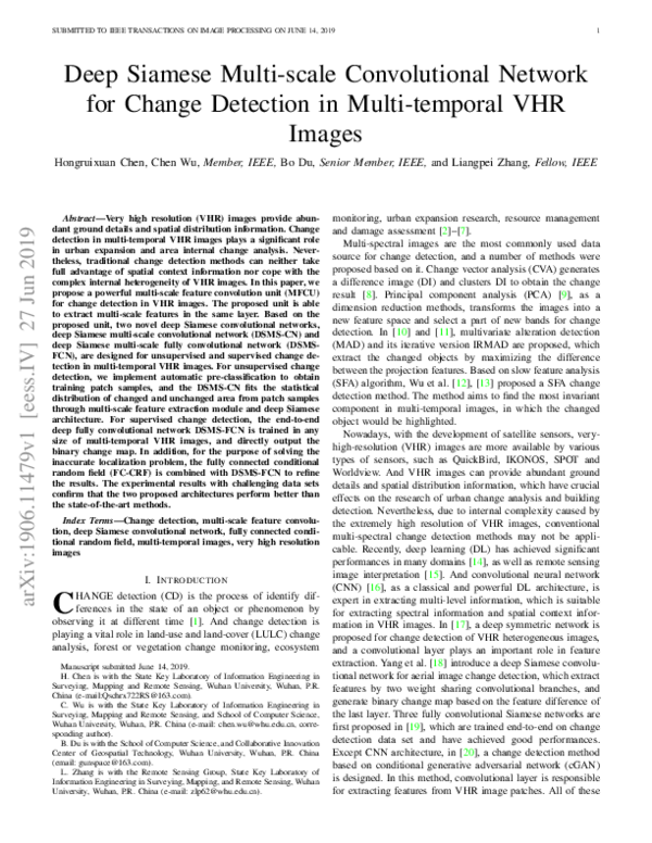 (PDF) Deep Siamese Multi-scale Convolutional Network for Change Detection in Multi-temporal VHR ...