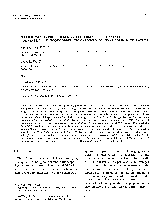 (PDF) Normalization procedures and factorial representations for classification of correlation ...