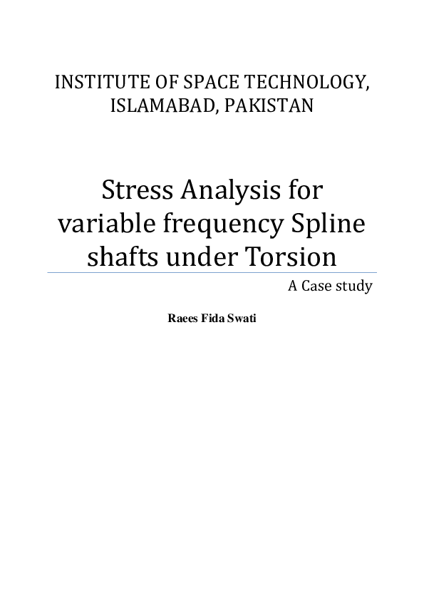 (PDF) Stress Analysis for variable frequency Spline Shaft under Torsion