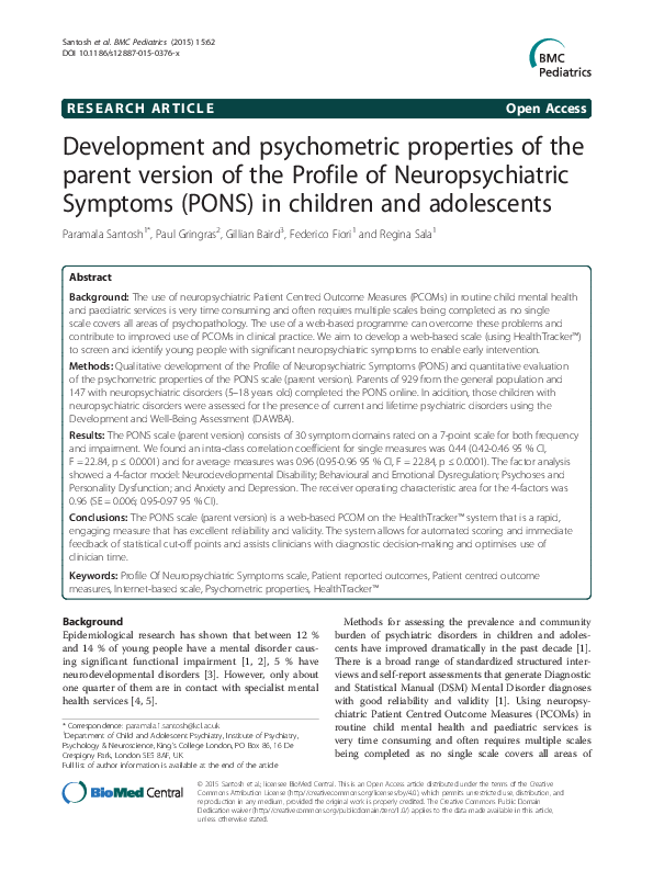 (PDF) Development and psychometric properties of the Patient-Head ...