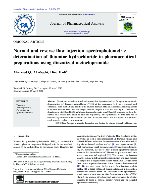 (PDF) Normal and reverse flow injection–spectrophotometric