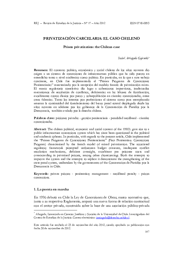(PDF) Privatización carcelaria: el caso chileno