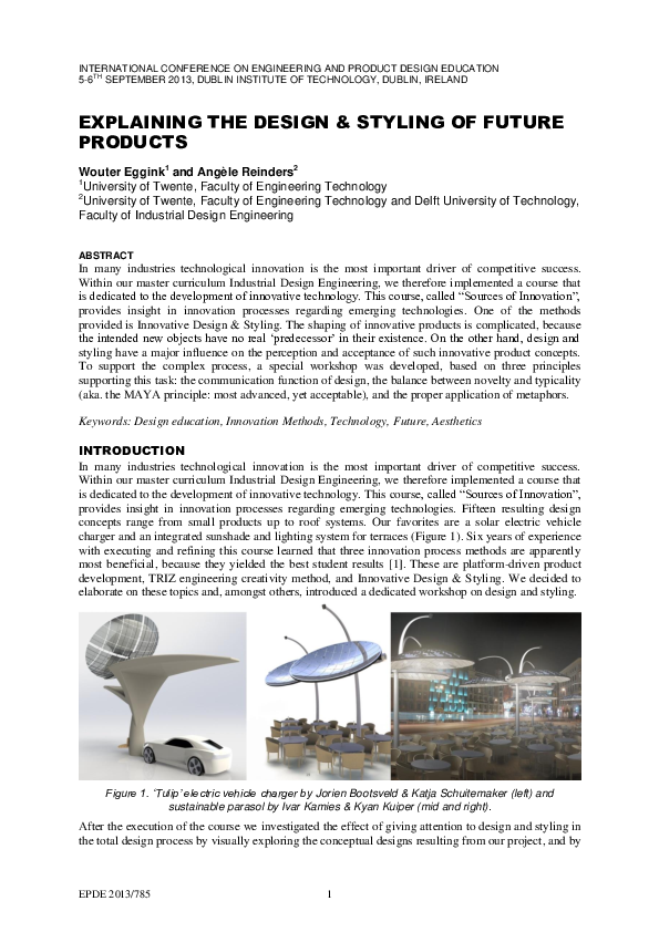 (PDF) Explaining The Design and Styling of Future Products