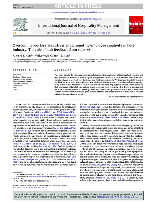 (PDF) Overcoming work-related stress and promoting employee creativity ...
