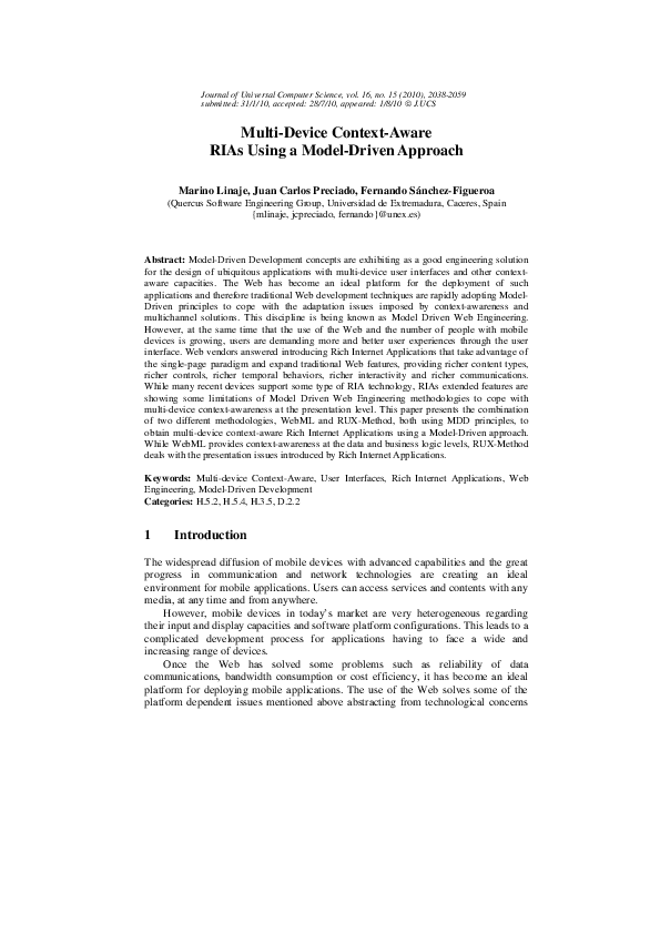 (PDF) Multi-Device Context-Aware RIAs Using a Model-Driven Approach