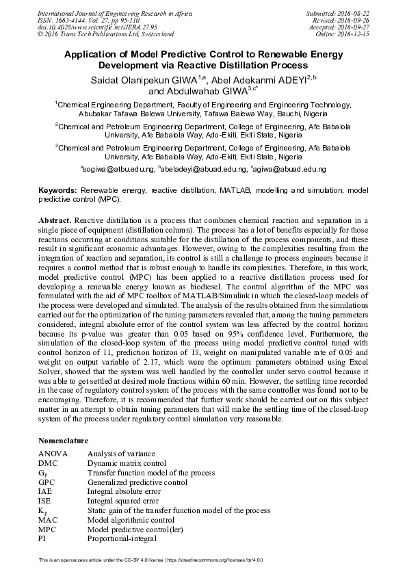 Pdf Application Of Model Predictive Control To Renewable Energy Development Via Reactive