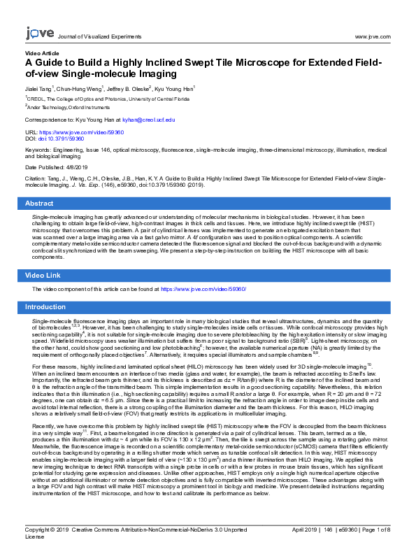 (PDF) A Guide to Build a Highly Inclined Swept Tile Microscope for ...