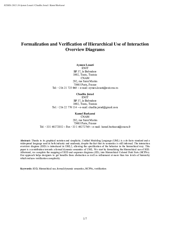 Pdf Formalization And Verification Of Hierarchical Use Of Interaction Overview Diagrams Using