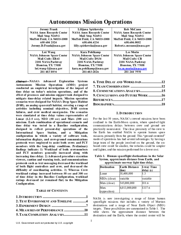 (PDF) Autonomous mission operations
