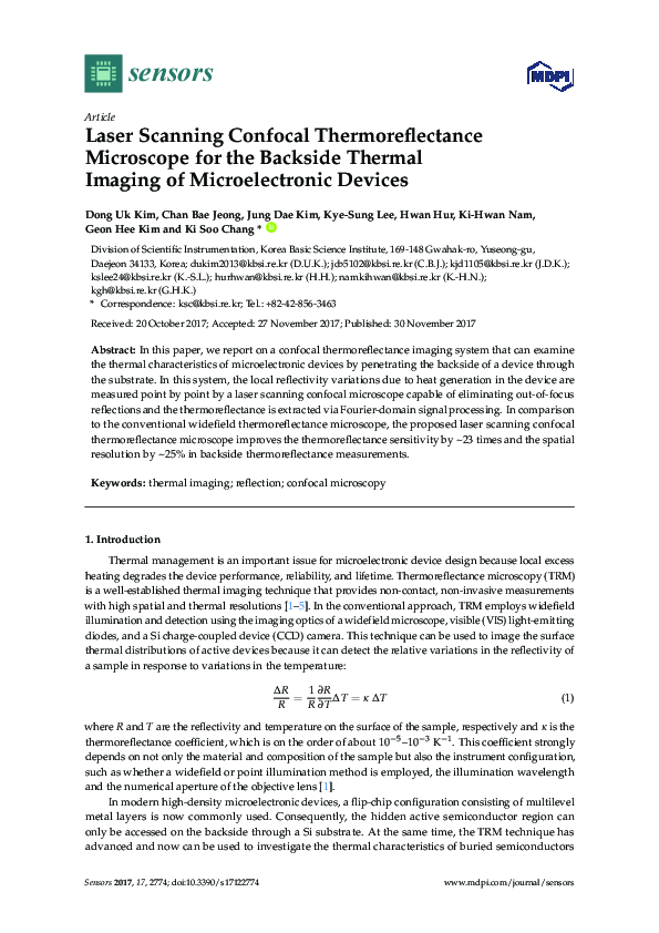 (PDF) Laser Scanning Confocal Thermoreflectance Microscope for the ...