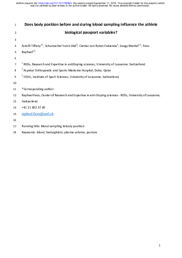 (PDF) Does body position before and during blood sampling influence the ...