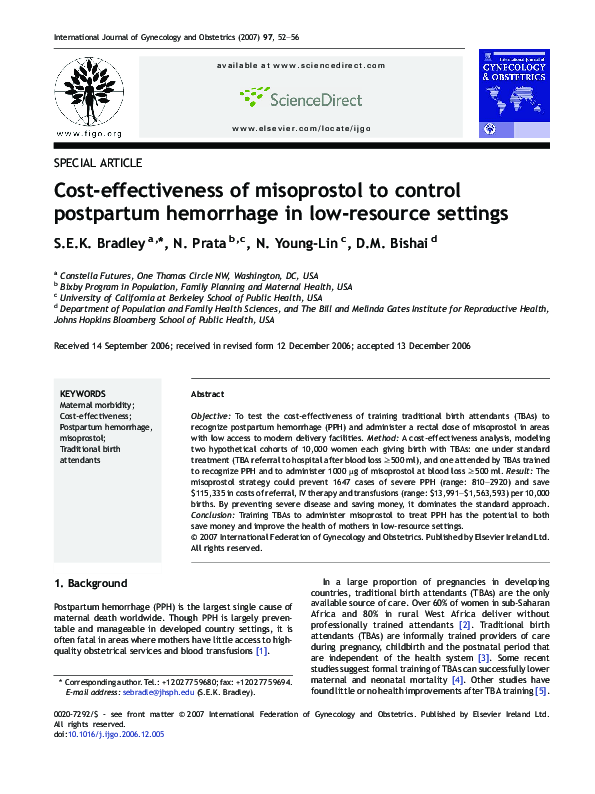 (PDF) Cost-effectiveness of misoprostol to control postpartum ...