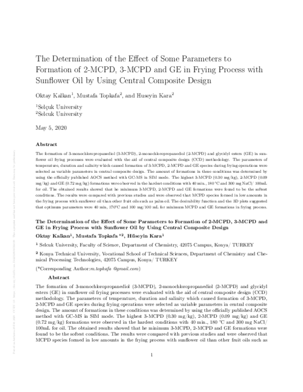 (PDF) The Determination of the Effect of Some Parameters to Formation ...