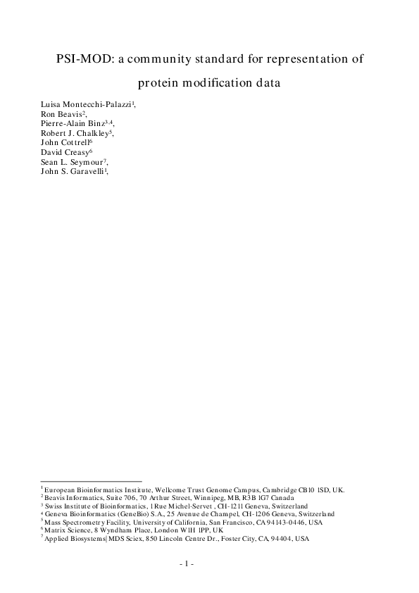 (PDF) The PSI-MOD community standard for representation of protein ...