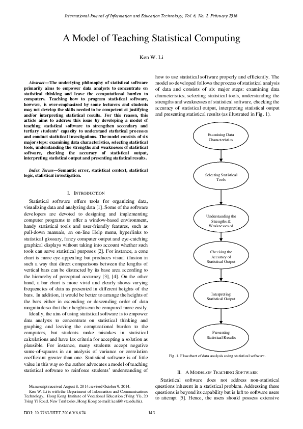 (PDF) A Model of Teaching Statistical Computing