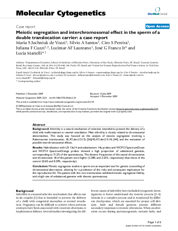 (PDF) Meiotic segregation and interchromosomal effect in the sperm of a ...