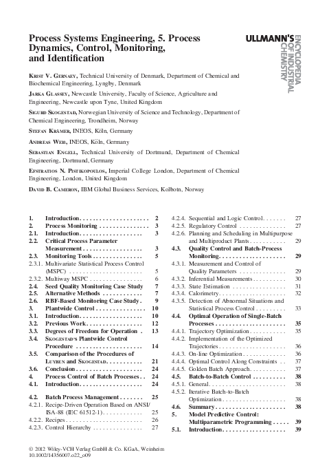 (PDF) Process Systems Engineering, 5. Process Dynamics, Control ...