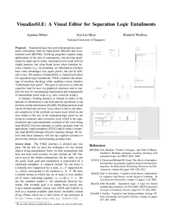 (PDF) VisualizeSLE: A Visual Editor for Separation Logic Entailments