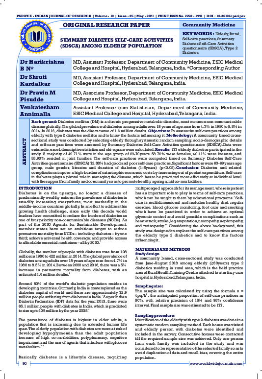 (PDF) Summary Diabetes Self-Care Activities (Sdsca) Among Elderly ...
