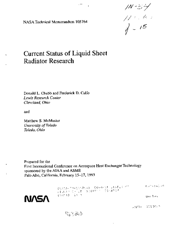 (PDF) Current status of liquid sheet radiator research