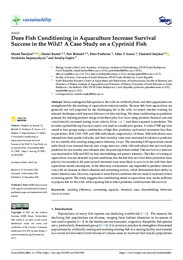 (PDF) Does Fish Conditioning in Aquaculture Increase Survival Success ...