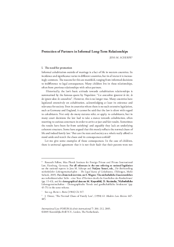 (PDF) Protection of Partners in Informal Long-Term Relationships