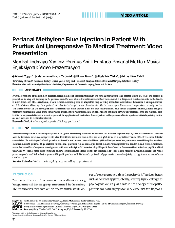 (PDF) Perianal Methylene Blue Injection in Patient With Pruritus Ani Unresponsive To Medical ...