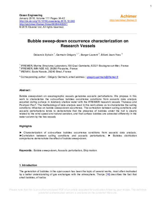 (PDF) Bubble sweep-down occurrence characterization on Research Vessels