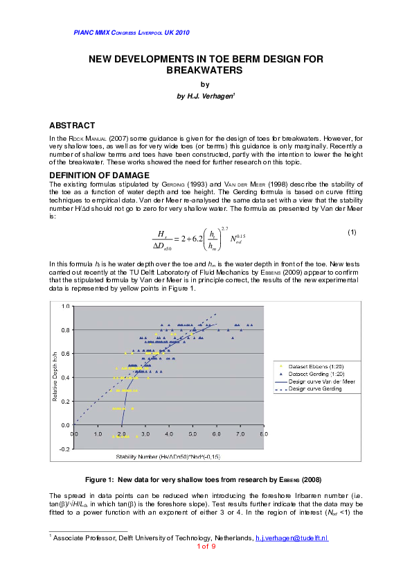 (PDF) New developments in toe berm design for breakwaters