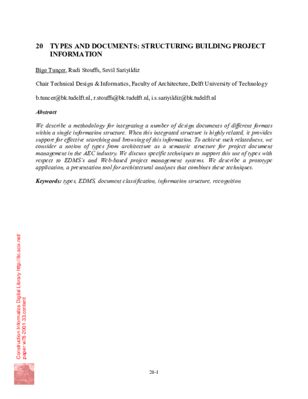 (PDF) Types and Documents: Structuring Building Project Information