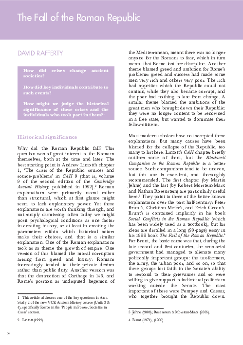 (PDF) The fall of the Roman Republic