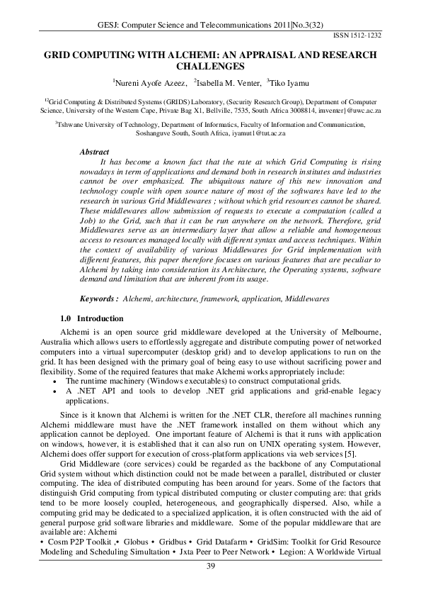 (PDF) Grid Computing with Alchemi: An Appraisal and Research Challenges