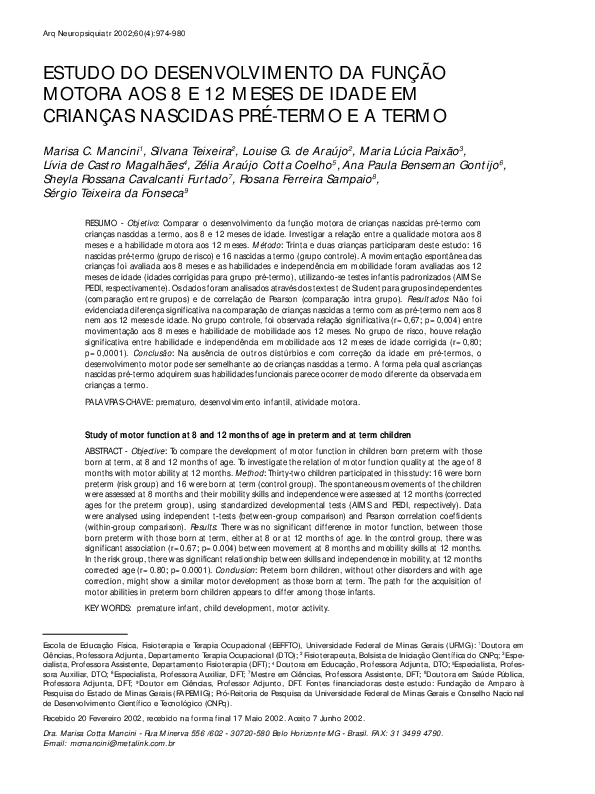 (PDF) [Study of motor function development at 8 and 12 months of age in ...