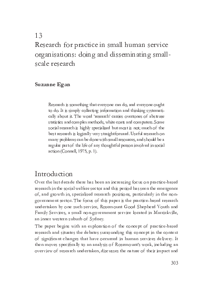 (PDF) Research for practice in small human service organisations: doing ...