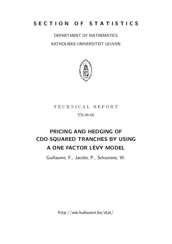 (PDF) Pricing and Hedging of Cdo-Squared Tranches by Using a One Factor ...