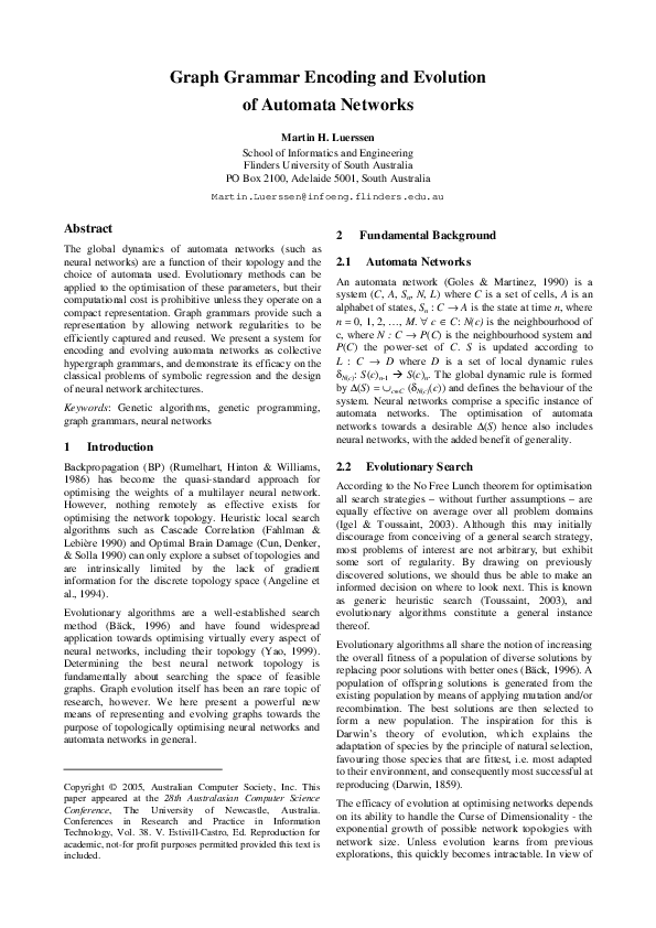 (PDF) Graph Grammar Encoding and Evolution of Automata Networks