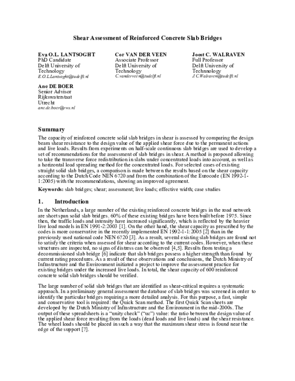 (PDF) Shear Assessment of Reinforced Concrete Slab Bridges