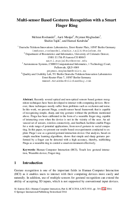 (PDF) Multi-sensor Based Gestures Recognition with a Smart Finger Ring