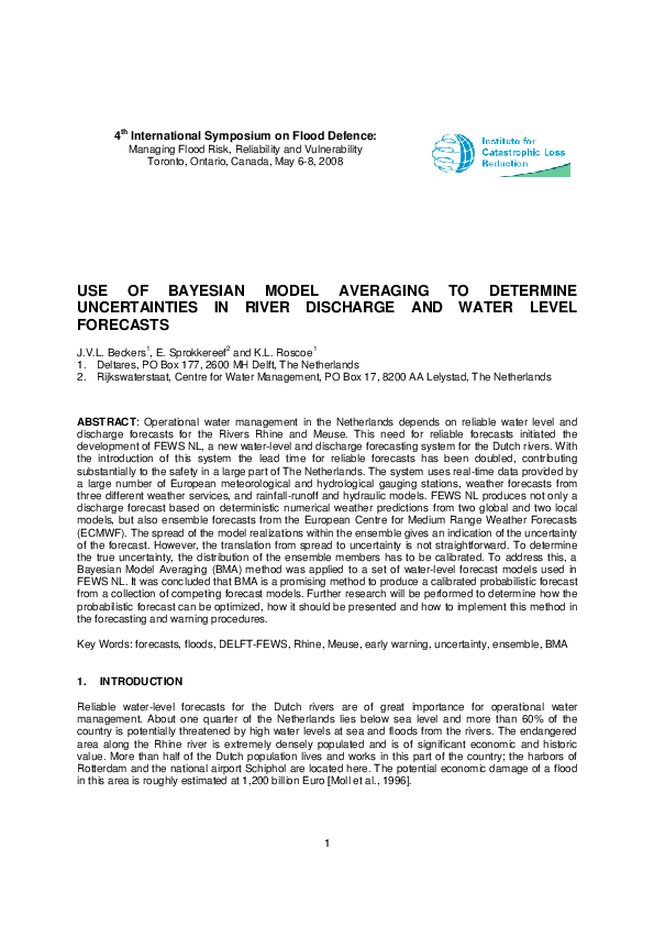 (PDF) Use of Bayesian Model Averaging to Determine Uncertainties in River Discharge and Water ...