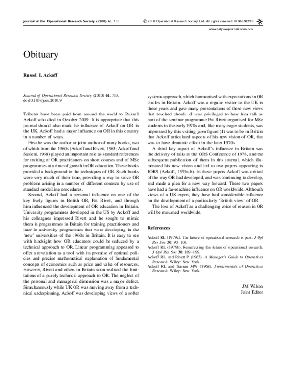 (PDF) Russell L Ackoff