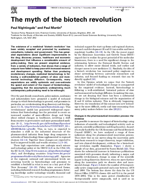 (PDF) The myth of the biotech revolution | Paul Martin - Academia.edu