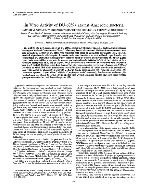 (PDF) In vitro activity of DU-6859a against anaerobic bacteria | Hannah ...