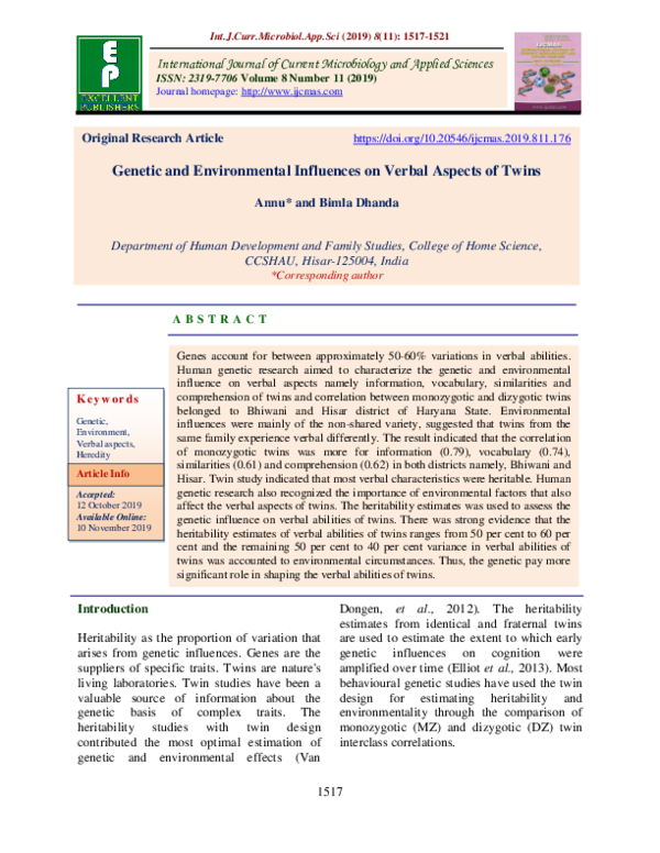 (PDF) Genetic and environmental influences on the Verbal-Perceptual ...