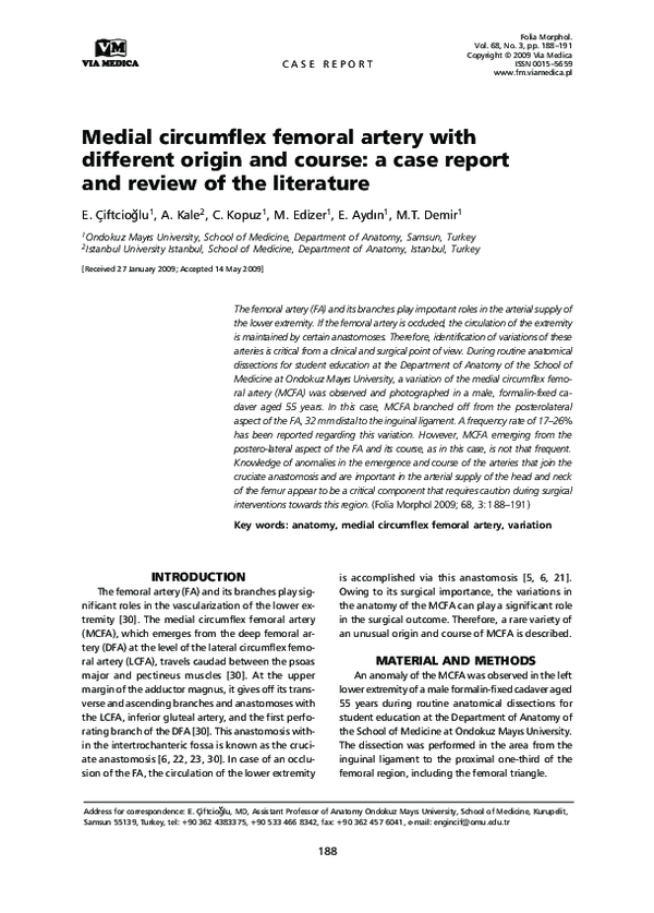 (PDF) Medial circumflex femoral artery with different origin and course ...