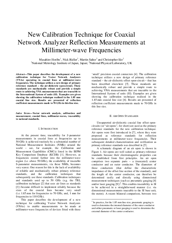Pdf New Calibration Technique For Coaxial Network Analyzer Reflection Measurements At
