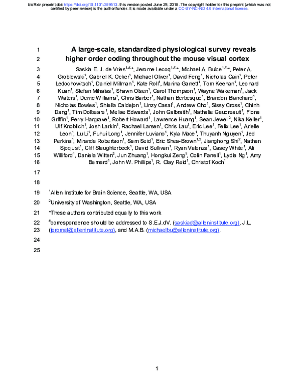 (PDF) A large-scale, standardized physiological survey reveals higher order coding throughout ...