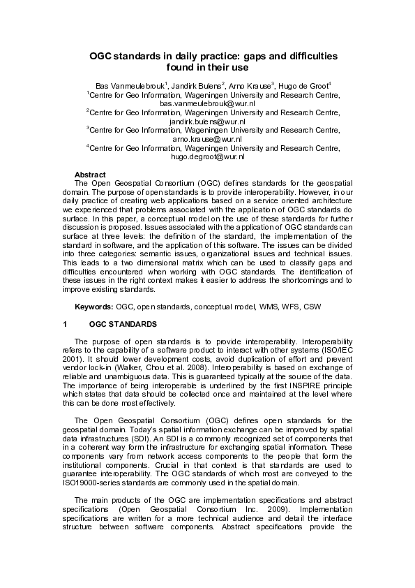 (PDF) OGC standards in daily practice: gaps and difficulties found in ...