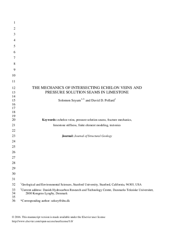 (PDF) The mechanics of intersecting echelon veins and pressure solution ...